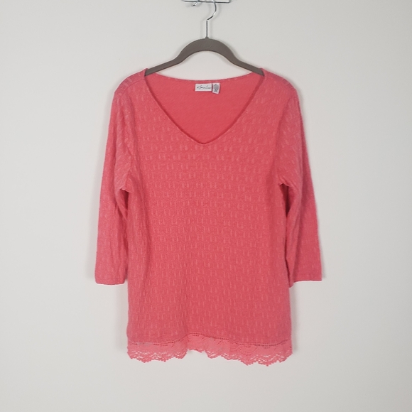 Kim Rogers | Tops | Kim Rogers Coral Textured Top | Poshmark